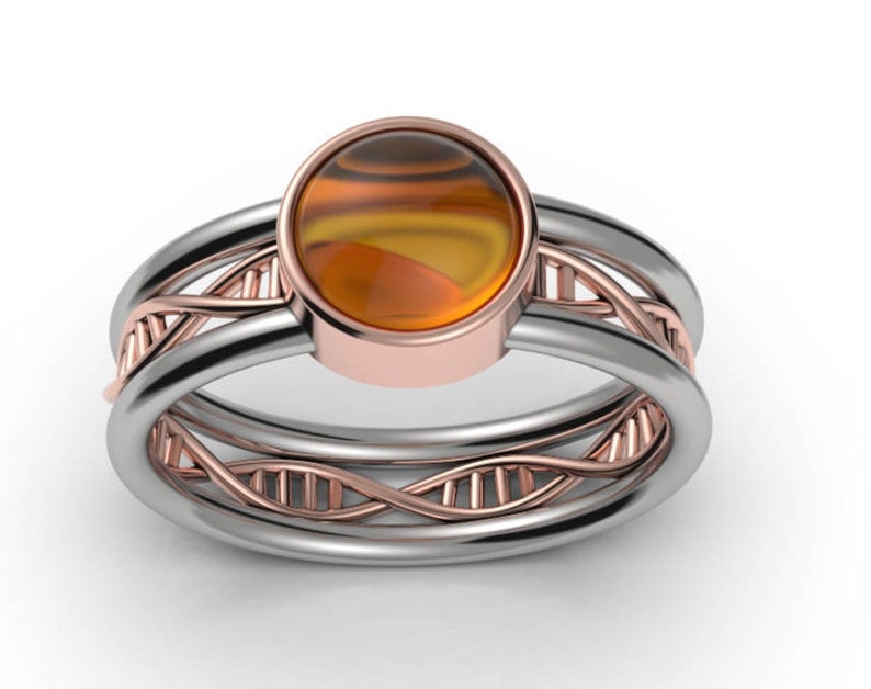 DNA Engagement Ring, Amber Stone Engagement Ring, Geek Engagement Ring ...