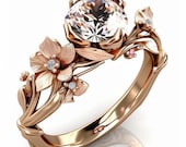 Flower Engagement Ring Cherry Blossom Engagement Ring - Etsy