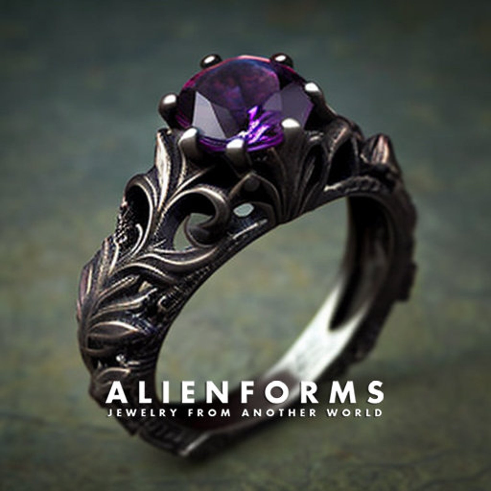 Gothic Ring, Ornamental Ring,silver, Leaves Ring, Sapphire Ring, Non ...