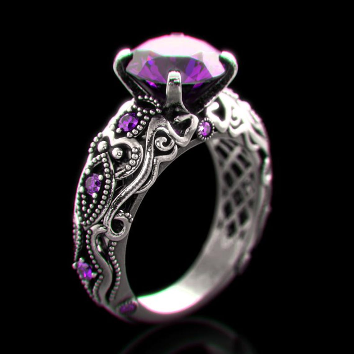 Gothic Engagement Ring, Gothic Wedding, Alternative Wedding, Victorian ...