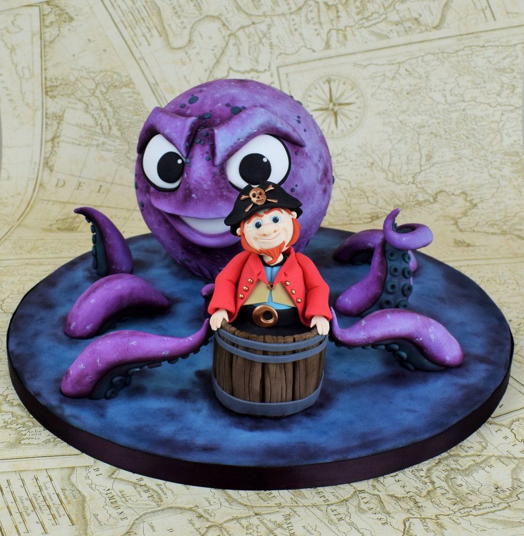 Pirate Octopus Cake Topper/ Cake Decorating Tutorial. Step by Step ...