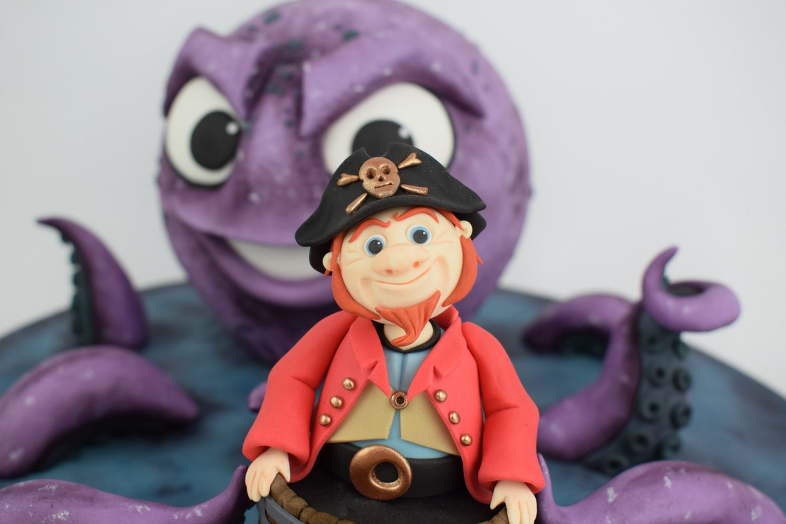 Pirate Octopus Cake Topper/ Cake Decorating Tutorial. Step by - Etsy