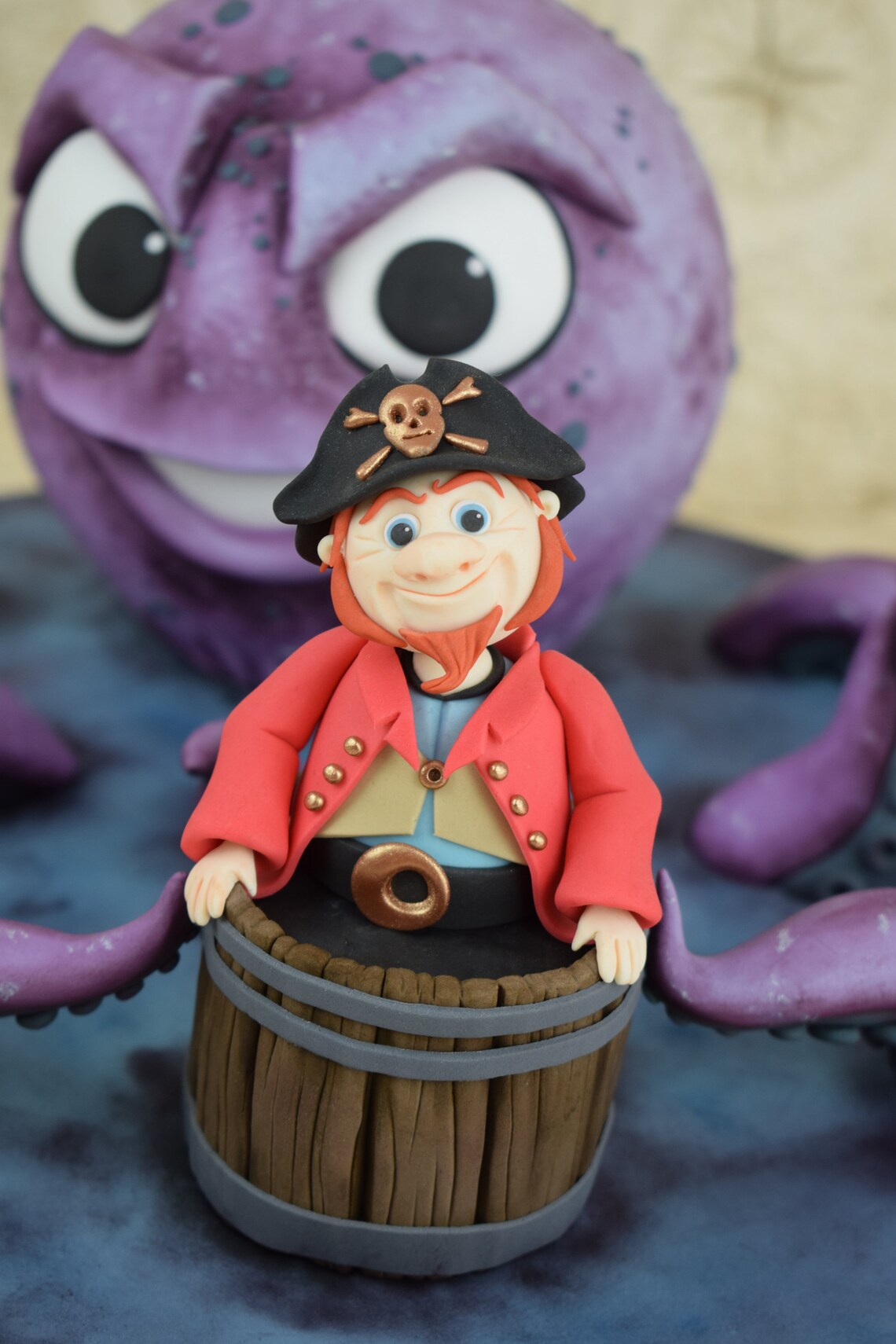 Pirate Octopus Cake Topper/ Cake Decorating Tutorial. Step by - Etsy