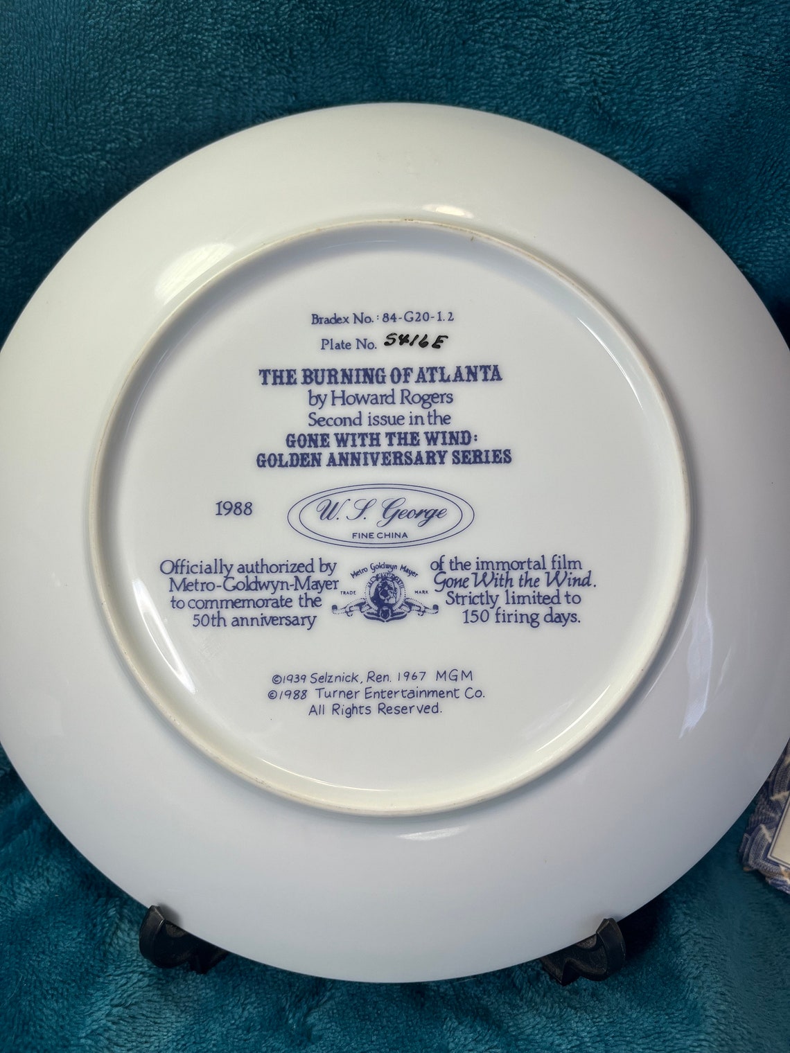 Gone With the Wind Collectors burning of Atlanta Plate W/ Certificate ...
