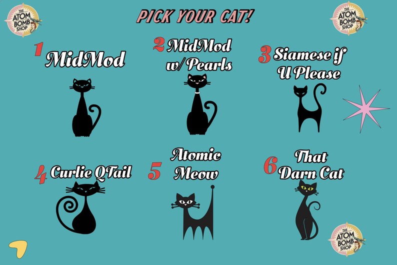 Retro Atomic Cat Canister Decals: Mid-century Modern Kitchen Labels ...