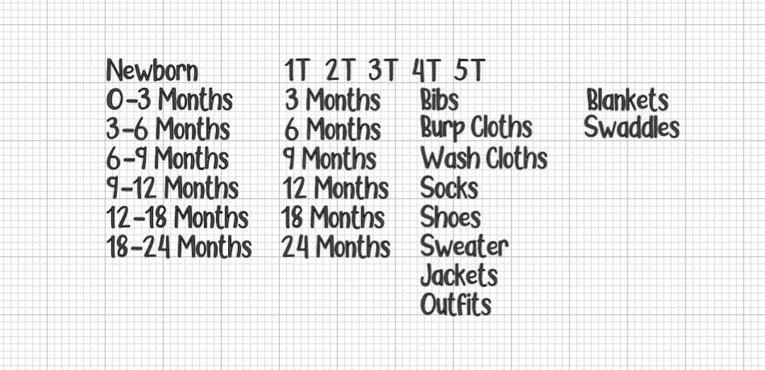 Baby & Toddler Clothing Size Labels - SVG/PNG Cut Files - Clothes ...