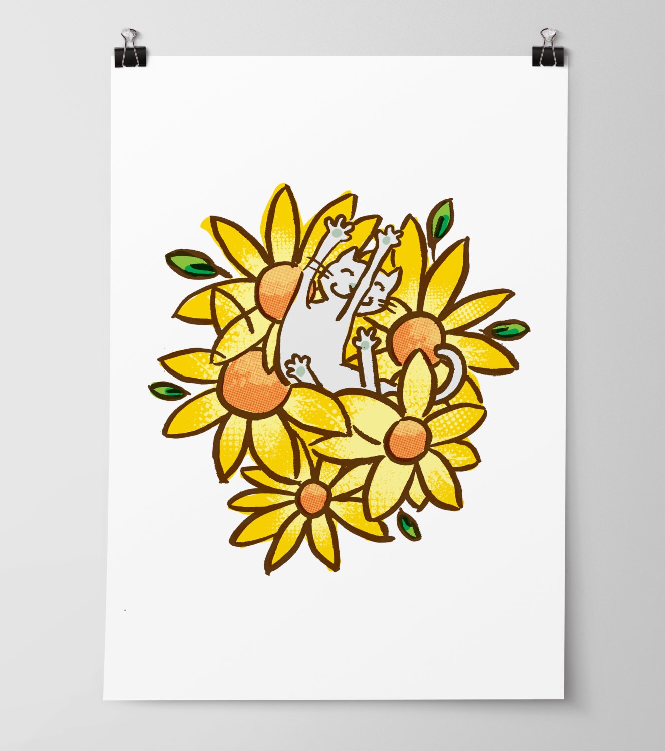 Golden Sunshine Cat Poster - Etsy