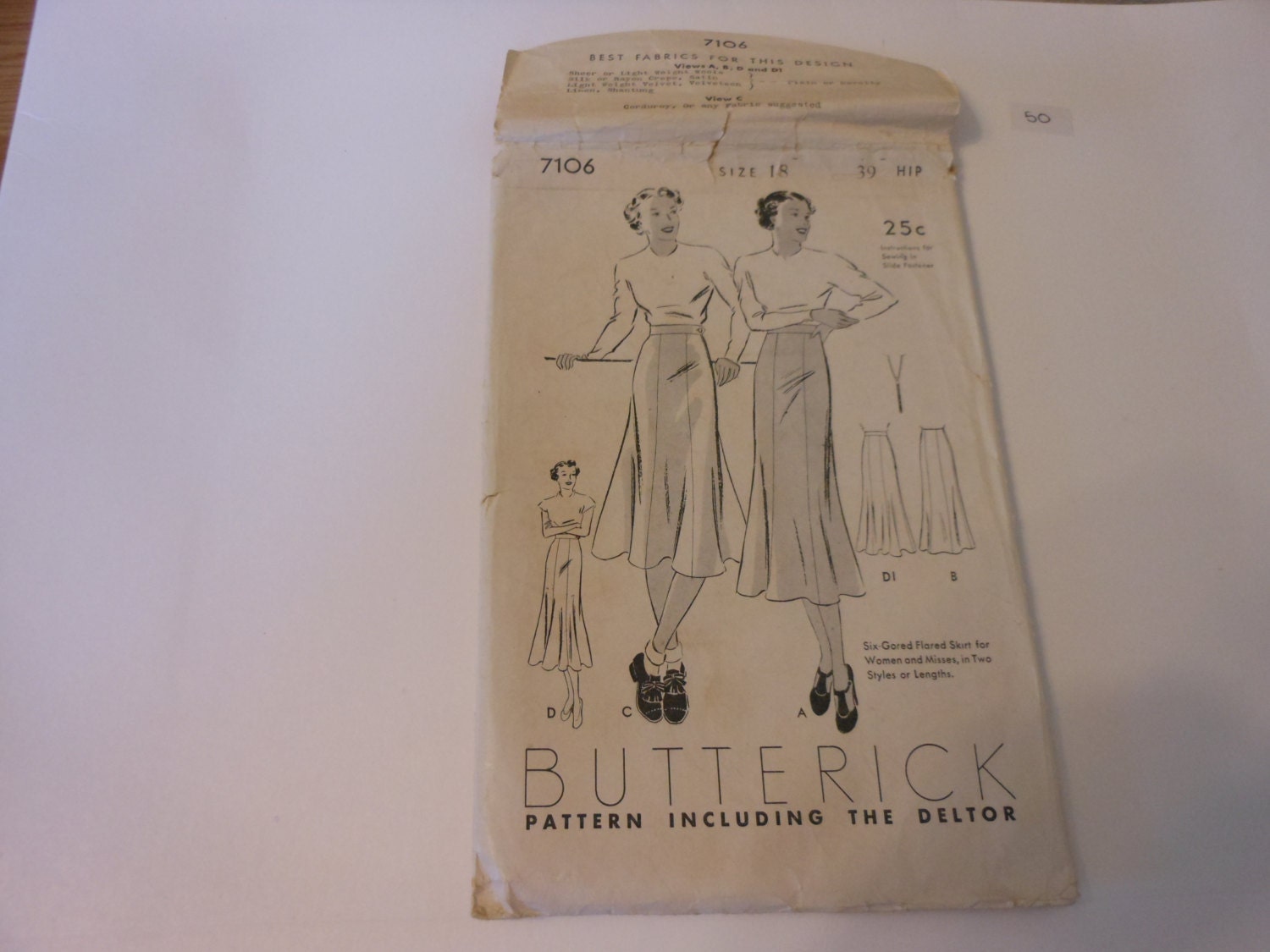 UNCUT Butterick Vintage Pattern 7106 Printed in 1919 and 1923 PRICE ...