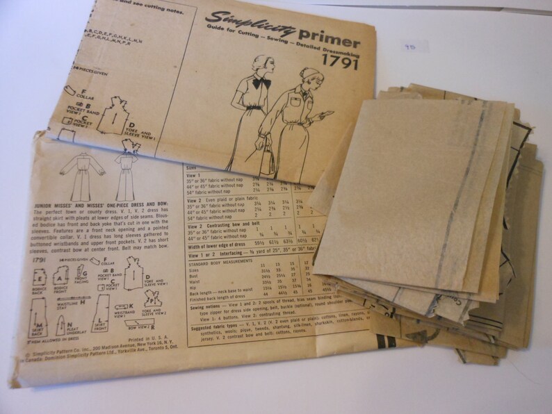 Vintage 50's Simplicity Pattern 1791 - Etsy