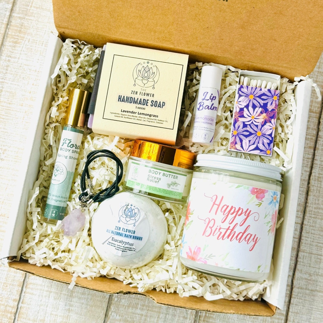 Spa Birthday Gift Box With All Natural and Organic Bath Bombs, Shower ...