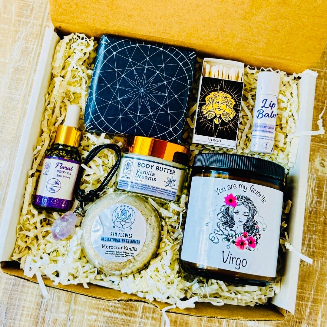 Virgo Birthday Spa Gift Set, Organic Candle & Bath Care, Nurturing ...