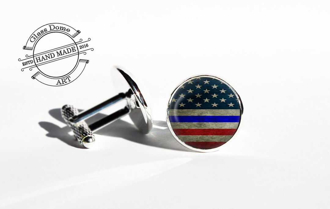 Thin Blue Line Cufflinks Police Officer Cuff Links Gift for - Etsy