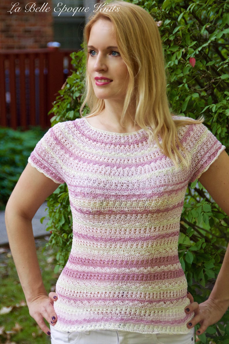Crochet Silk Top, Striped Silk Hand Knit Top; Womens Silk Crochet ...