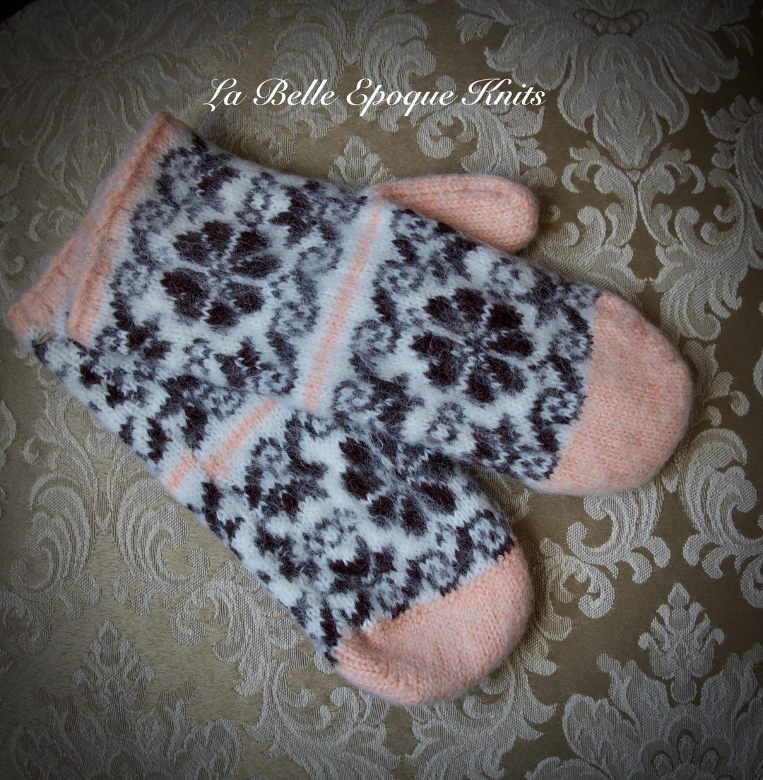 Four Leaf Clover Mittens, Womens Winter Mittens, Knitted Mittens, Wool ...