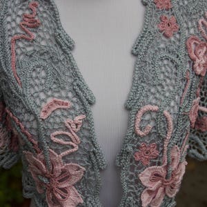 Knitted Lace Shrug, Irish Crochet Shrug, Women, Irish Lace Shrug, Lace ...