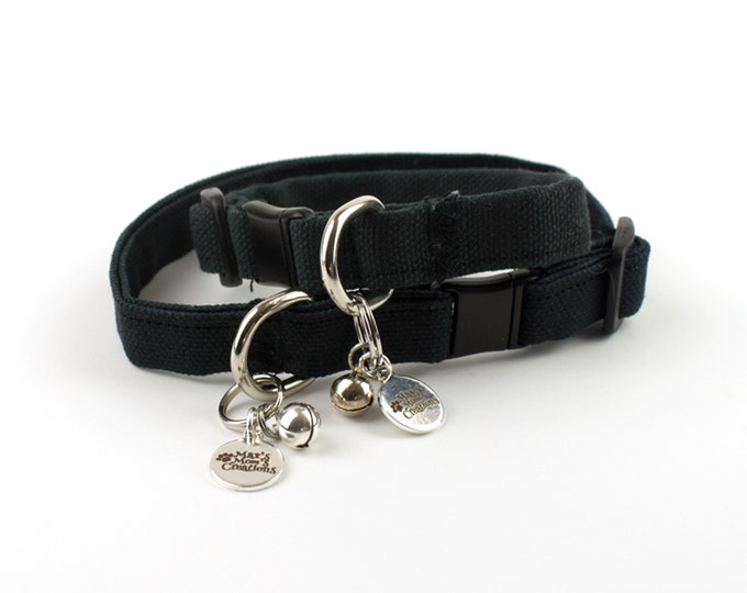Cat Collar, Black Kitten Collar, Small Cat Collar to Large Cat Collar ...