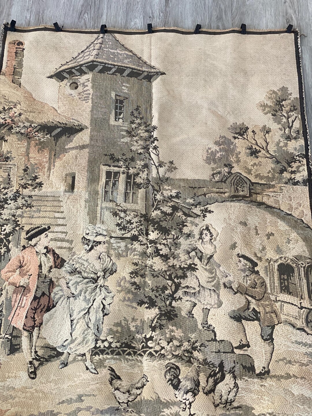 Vintage French Scene Wall Tapestry, Loops for Hanging - Etsy