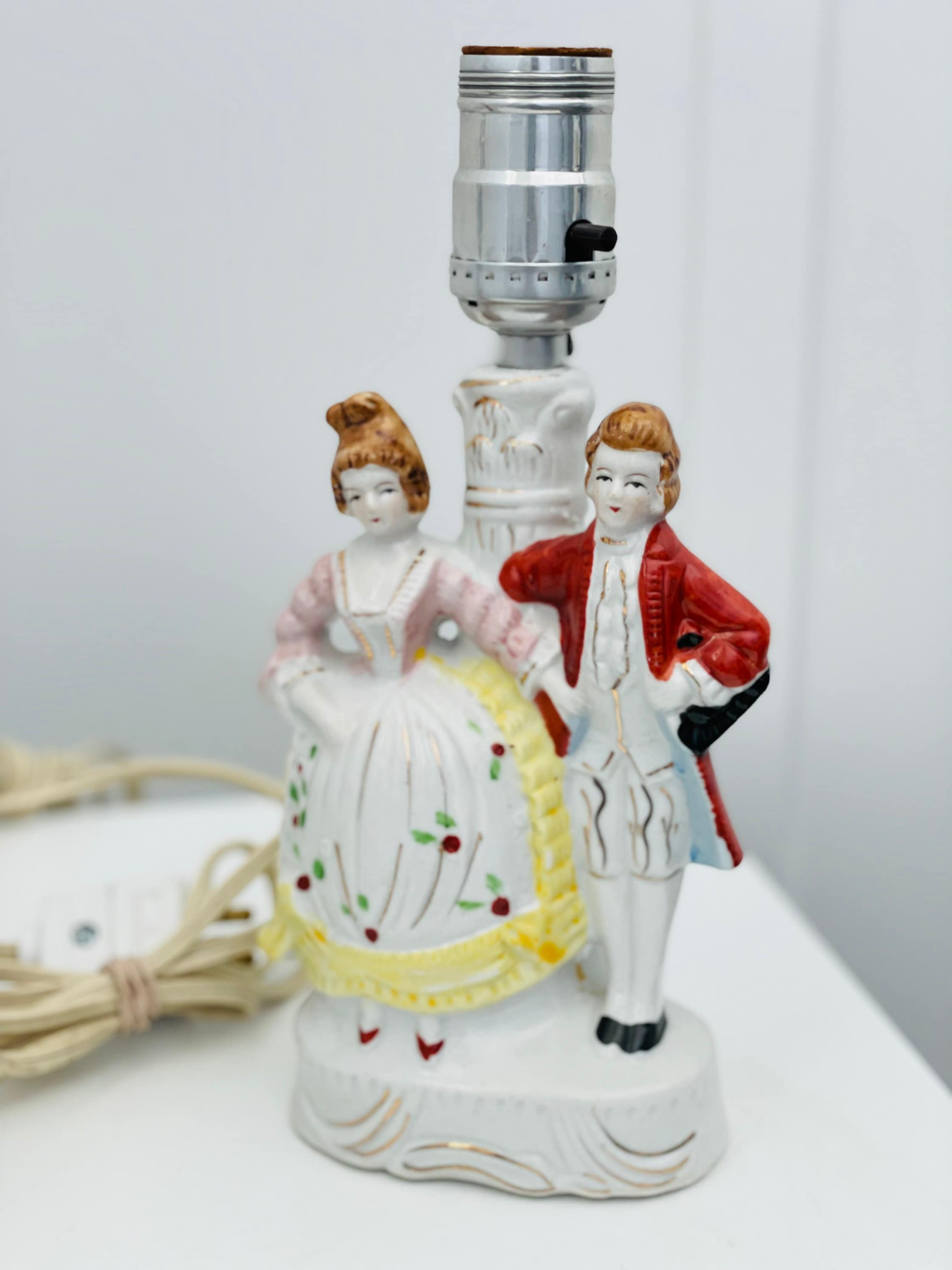 Pair of Vintage Porcelain Table Lamps, Minuet, Victorian, Lady and ...