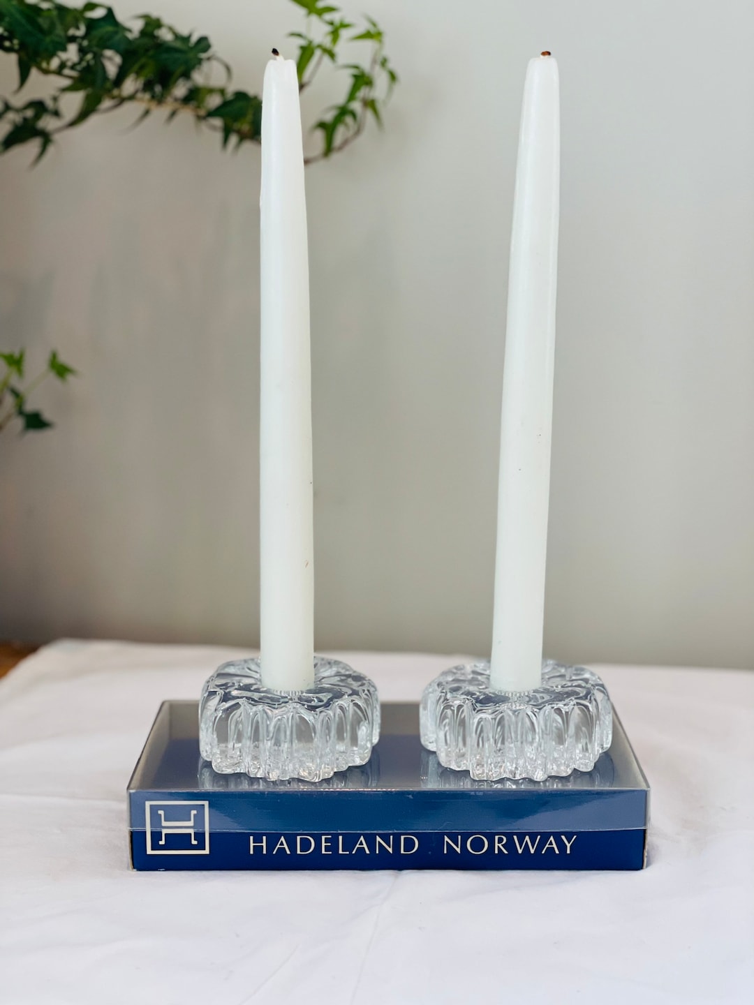 Hadeland Norway Crystal Candle Holders: Nautilus Modern Light, Pair - Etsy