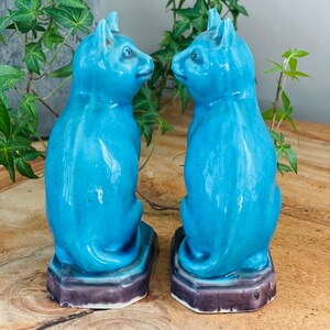 Pair of Antique Chinese Export Glazed Porcelain Turquoise Foo Cat ...