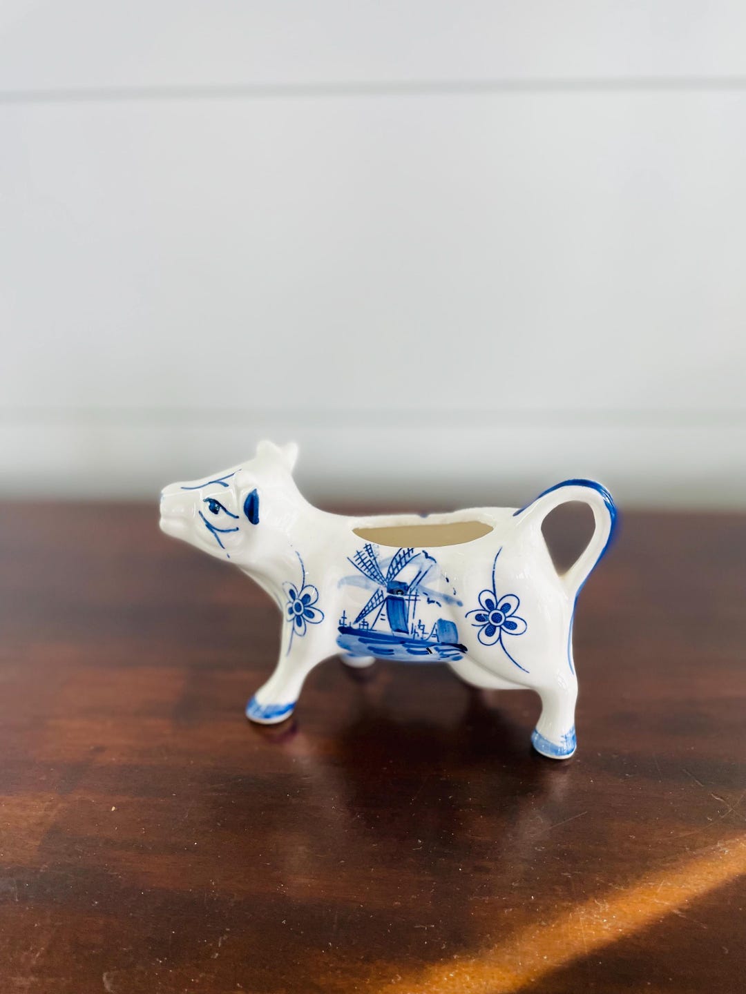 Vintage Blue and White Delft Cow Creamer, Standing, Holland, Hand ...