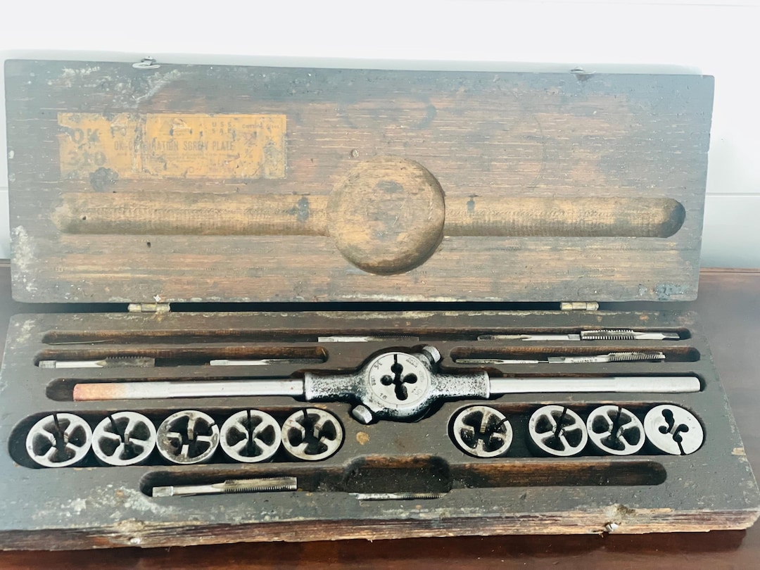 Antique OK Tool Co. Tap and Die Set, Machining, Threads, Rods, Skilled ...
