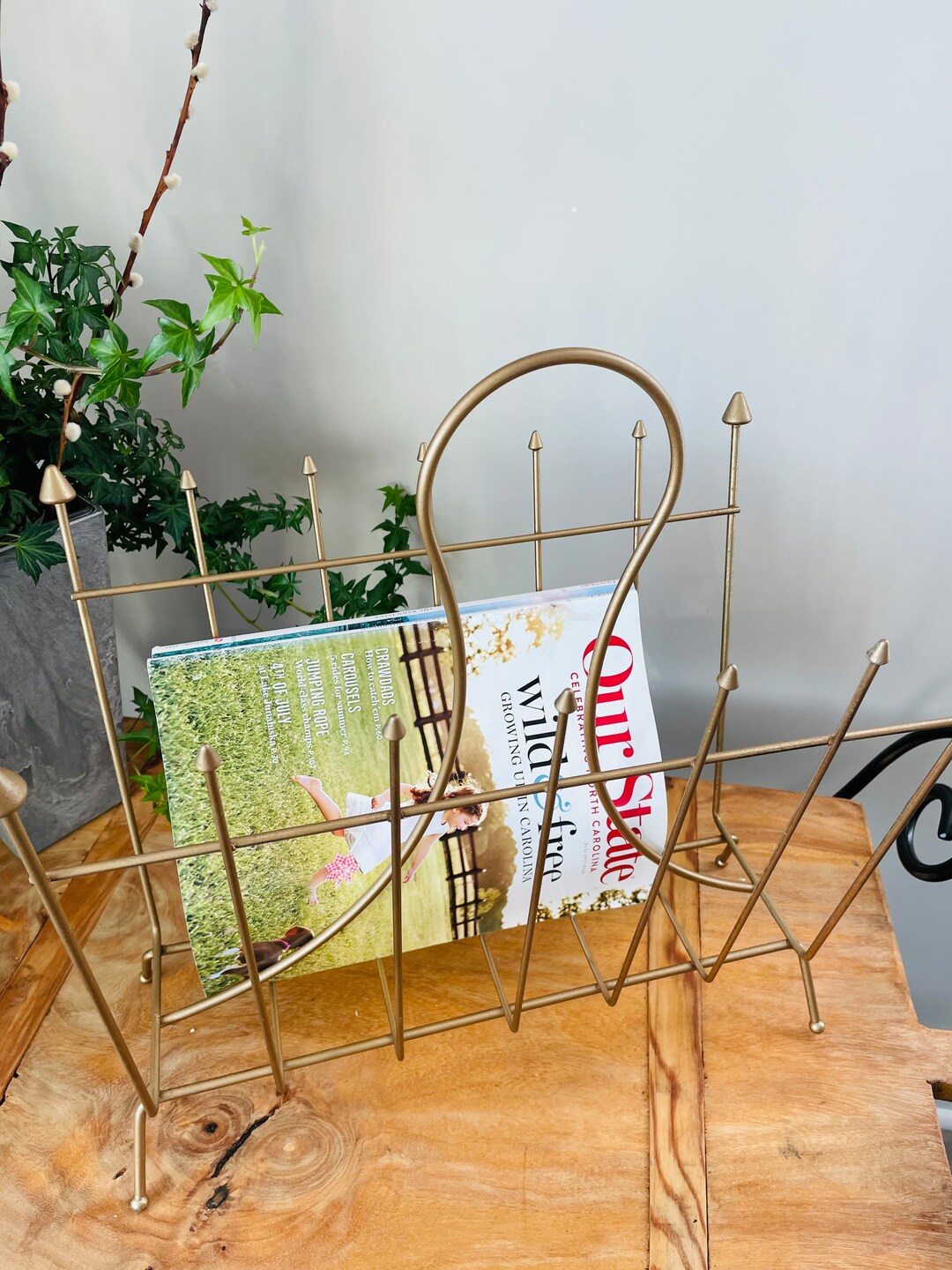 Vintage Mid Century Gold Tone Magazine Holder, Album Holder will Ship ...