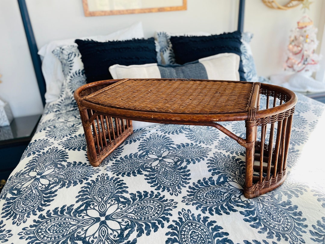 Vintage Bamboo, Rattan Bed Tray, Serving Bedside Tray, Guest Room - Etsy