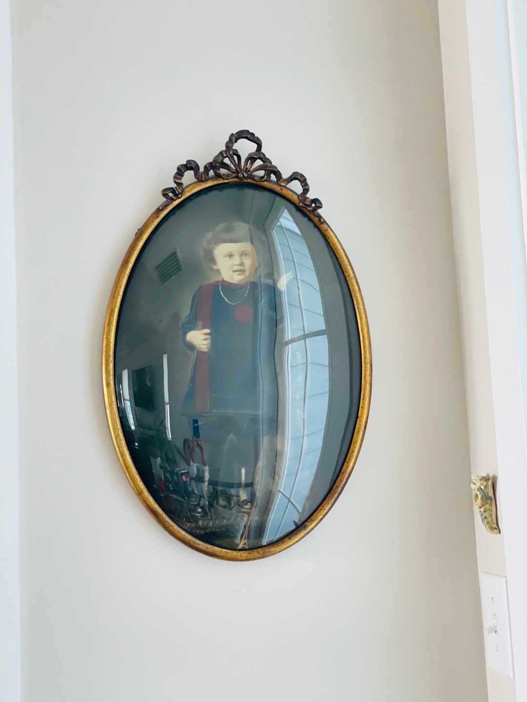 Antique Metal Frame With Convex Bubble Glass and Instant Ancestor, Wall ...