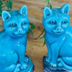 Pair of Antique Chinese Export Glazed Porcelain Turquoise Foo Cat ...
