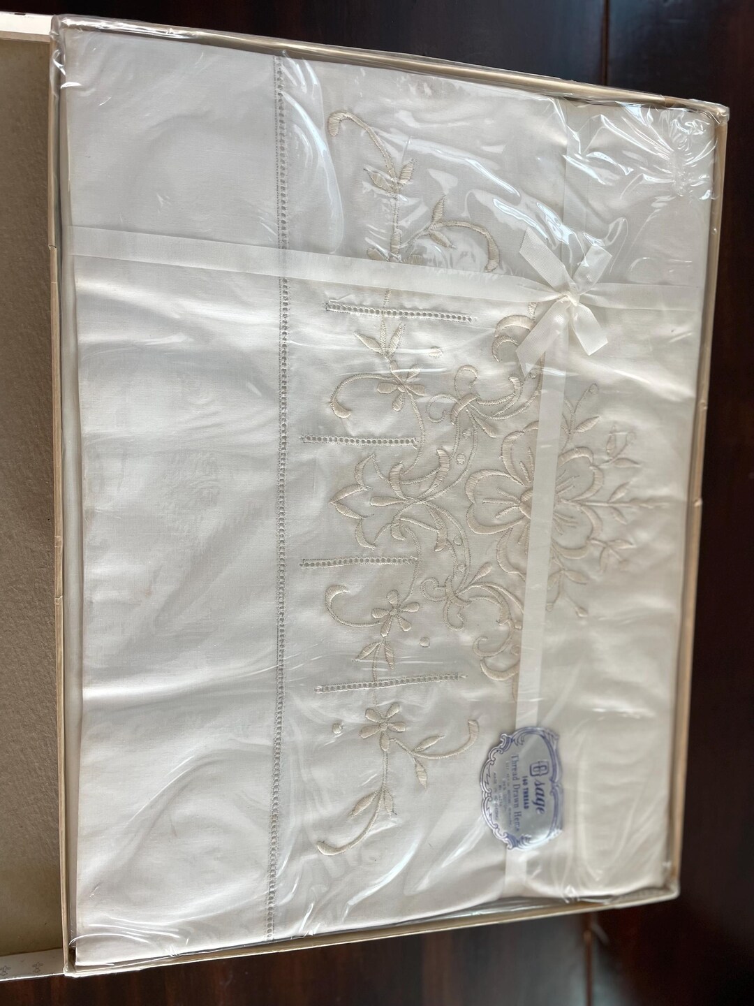 Pair of Vintage Embrodoried Pillowcases, New Old Stock in Original Box ...