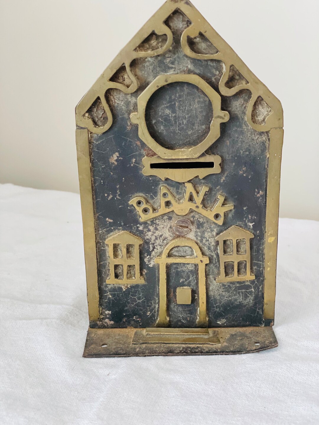 Antique Iron and Brass Coin Safe, Bank Front Piggy Bank, Saving - Etsy
