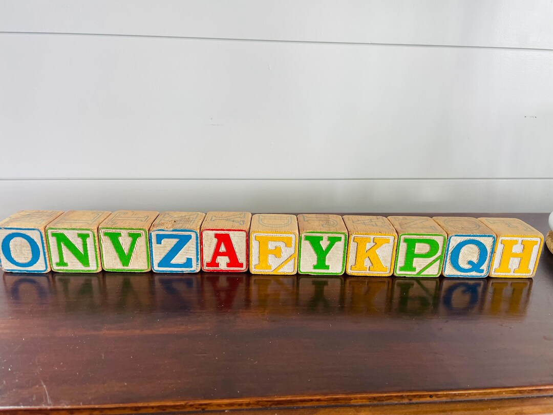 Vintage Children's Wood Play Letter Blocks, Pretend Play, Learning Play ...
