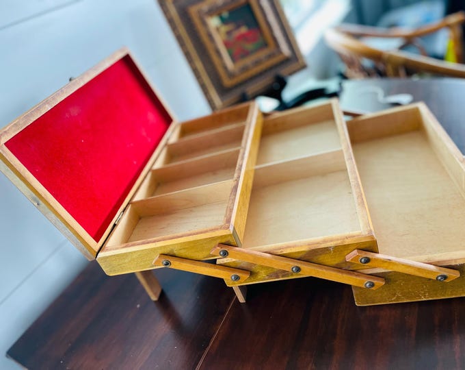 Antique Expandable German Wood Sewing Box, Engineer Box, Tool Box - Etsy