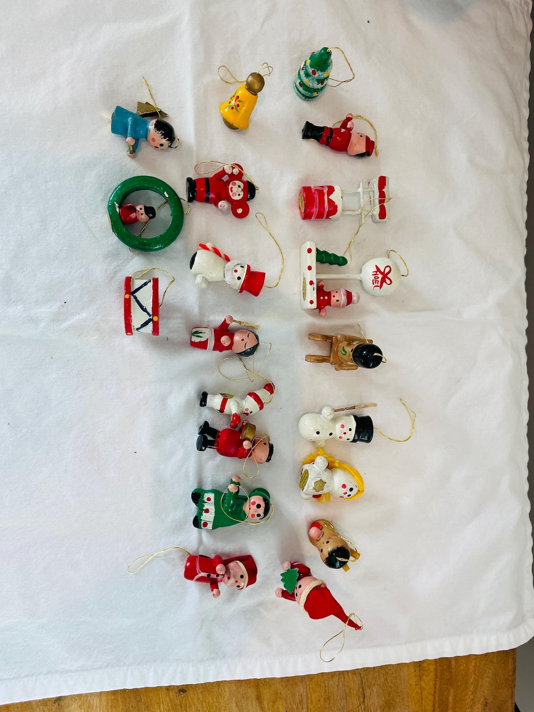 Vintage Wood Mini Christmas Tree Ornaments 20 Pieces - Etsy