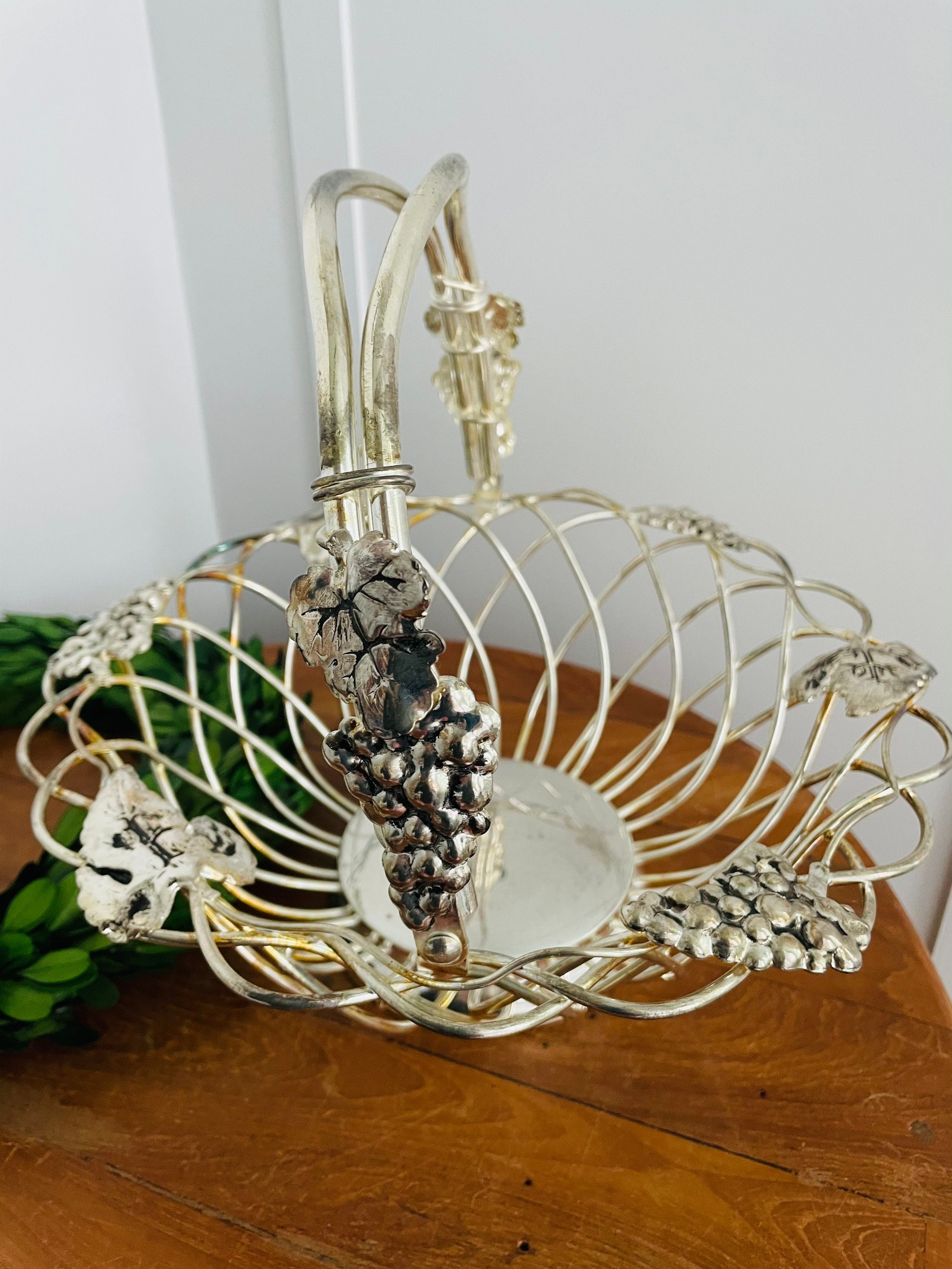 Vintage Godinger Silver Plated Large Basket With Grape Leaf - Etsy UK