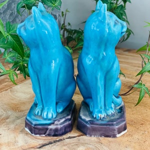 Pair of Antique Chinese Export Glazed Porcelain Turquoise Foo Cat ...