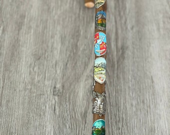 Hiking, Walking Stick, Cane, With Metal Travel Badges, Travel Souvenirs ...
