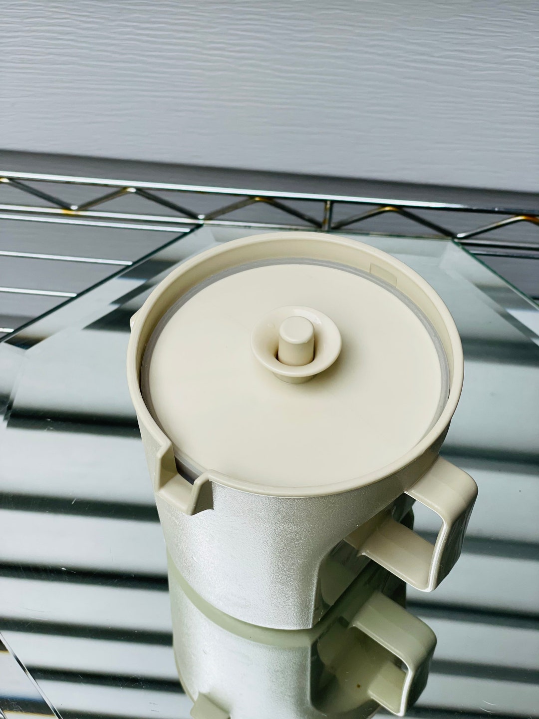 Vintage Tupperware Double Handle Creamer, Cream Color With Push Suction ...