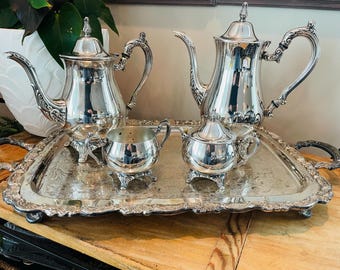 Ornate Oneida Silver Coffee/ Tea Set and Tray - Etsy