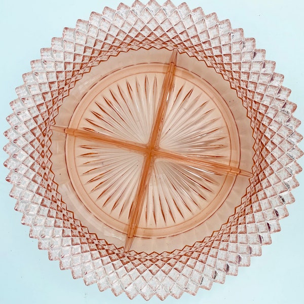 Pink Depression Glass Divided Plate - Etsy