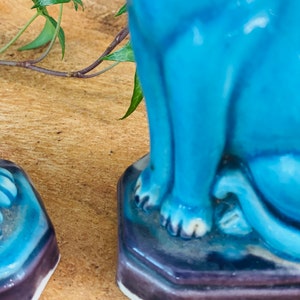 Pair of Antique Chinese Export Glazed Porcelain Turquoise Foo Cat ...