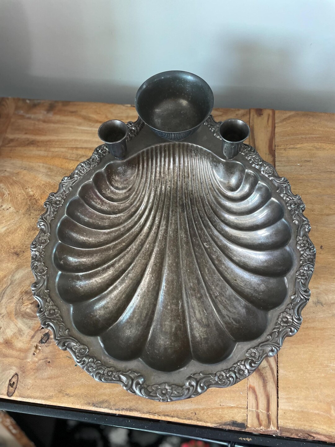 Vintage Silver Plate Clam Shell Shrimp Server, Sea Server ...