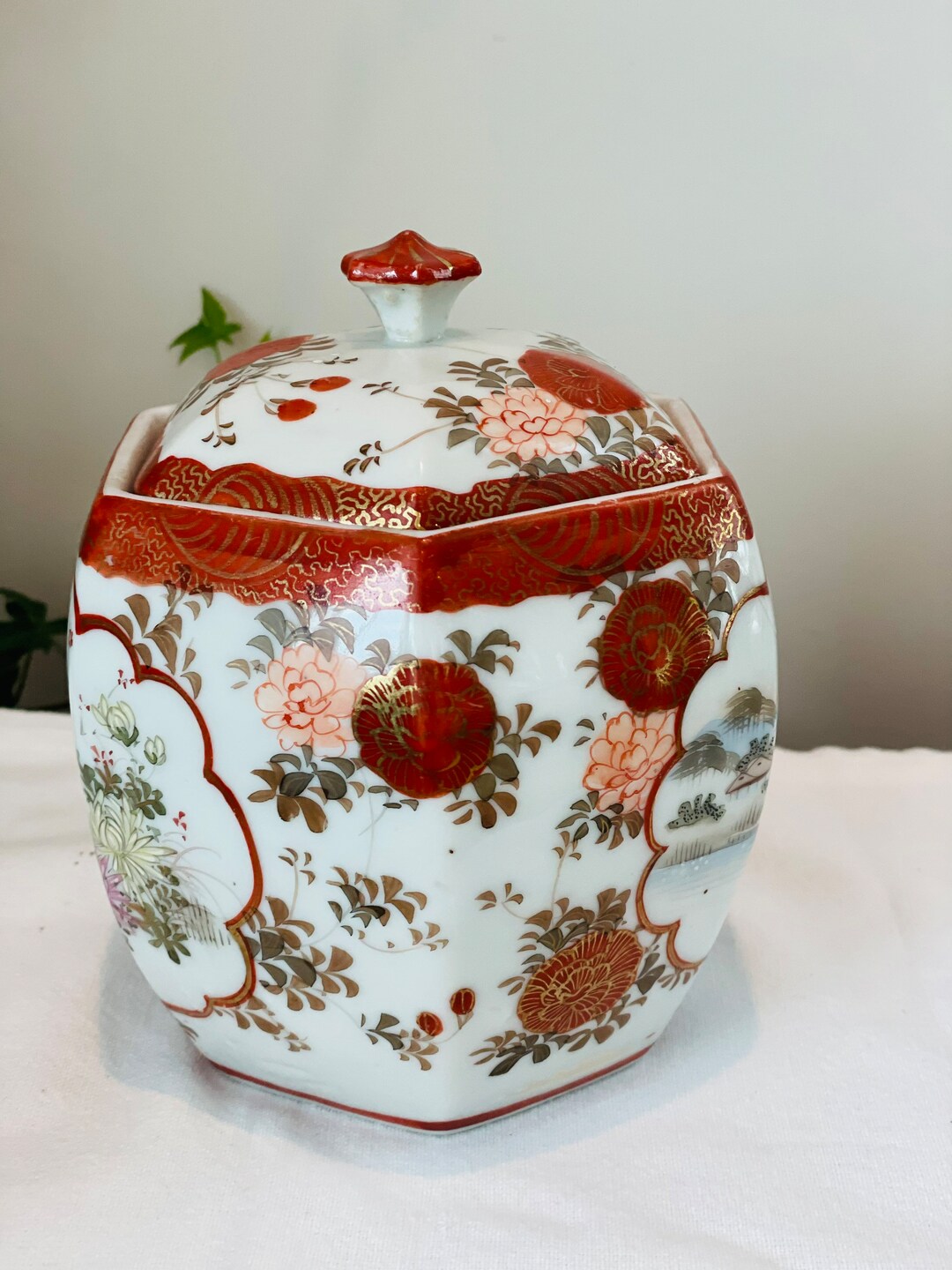 Hand Painted Porcelain Asian Ginger Jar, Birds, Flowers, Urn ...