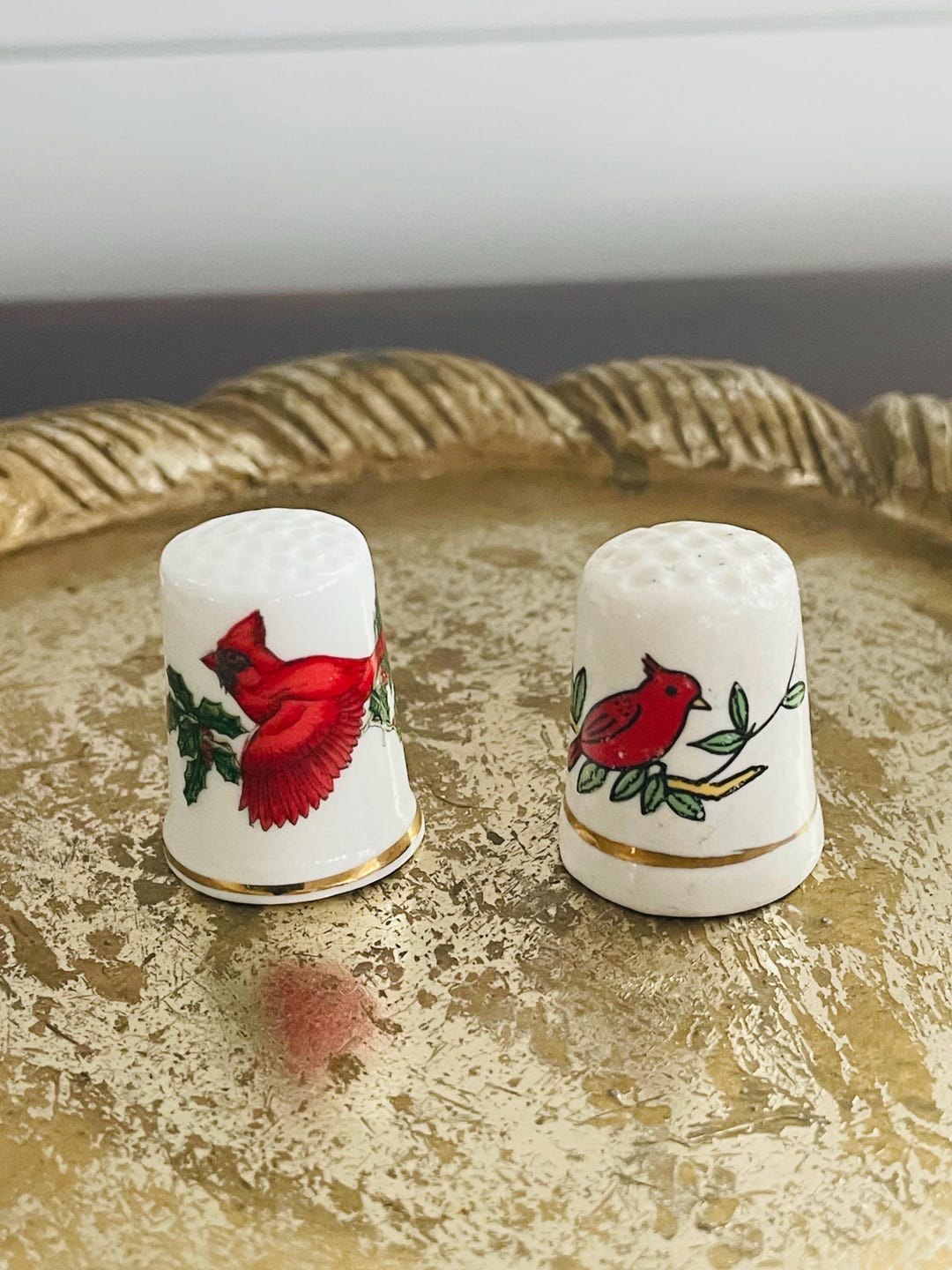 Collectible Thimbles, 2 Porcelain Cardinal Thimbles, Birds - Etsy