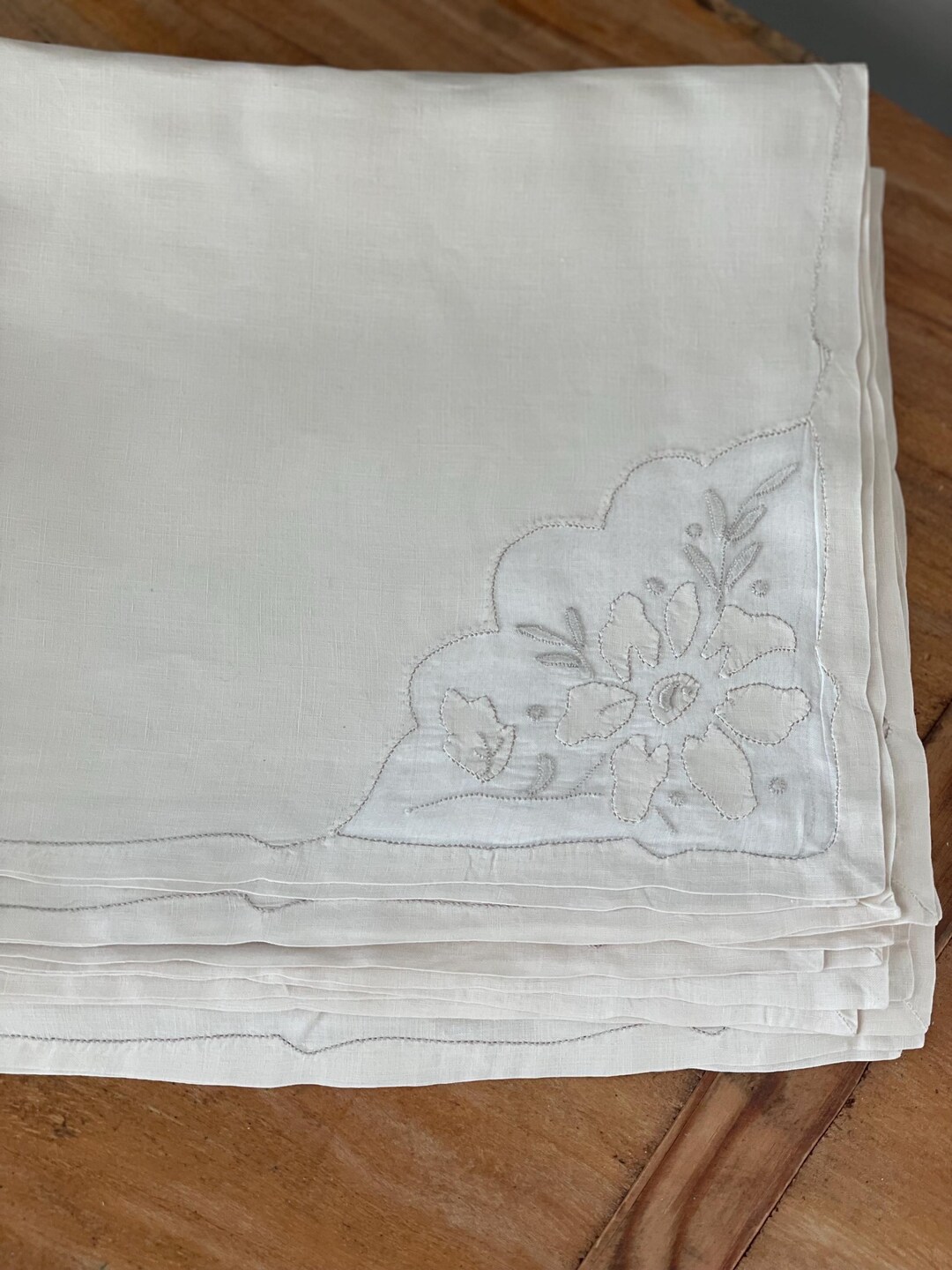 Set of 12 Vintage Linen Organza Cutwork Napkins, Formal Tablescape ...