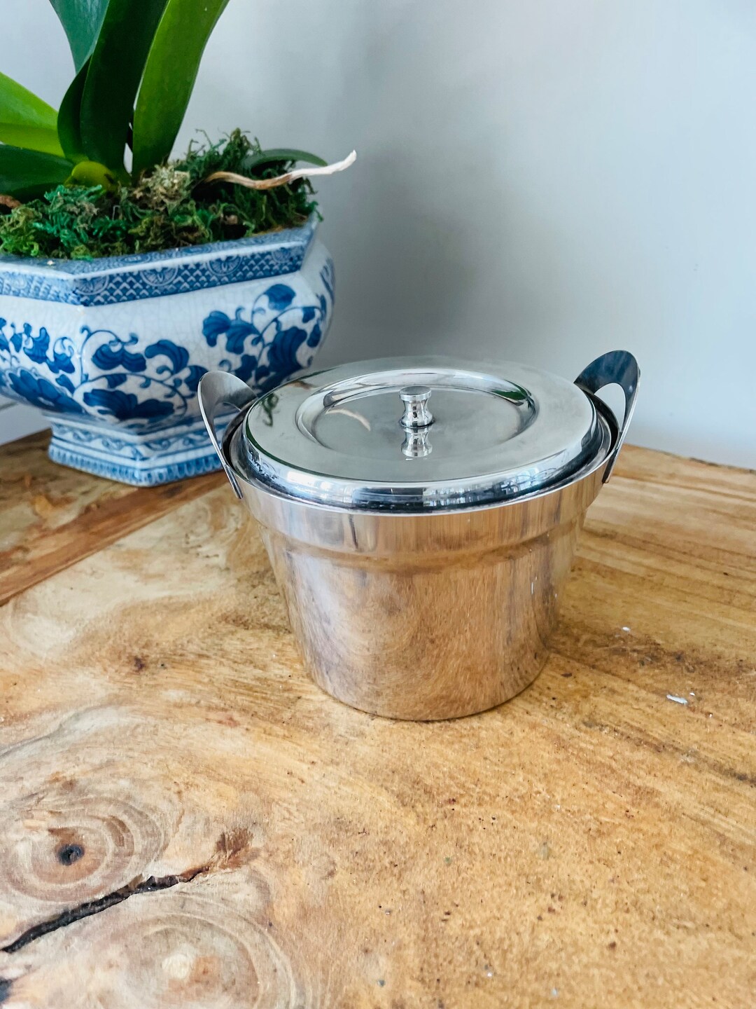 Vintage Silver Chrome Ice Bucket Plastic Lining, Biscuit Holder, W.A ...