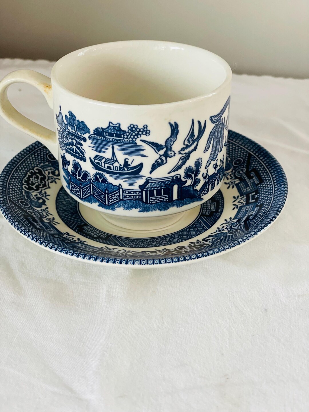 Vintage Churchill Blue Willow Cup and Saucer Blue and White ...