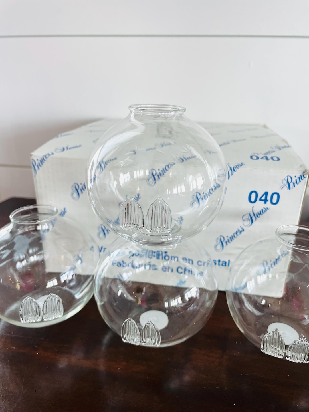 Vintage Clear Princess House Crystal Placecard Vases, Set of 4 in Box ...
