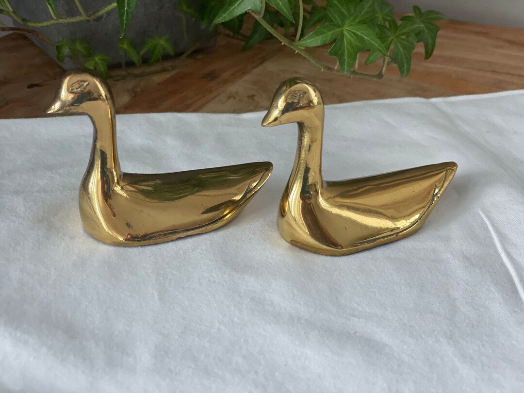 Pair of Solid Brass Ducks, Made in Taiwan, Shelfie - Etsy